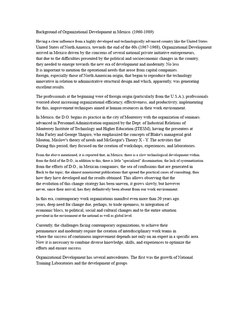 Background of Organizational Development in Mexico | PDF | Self ...