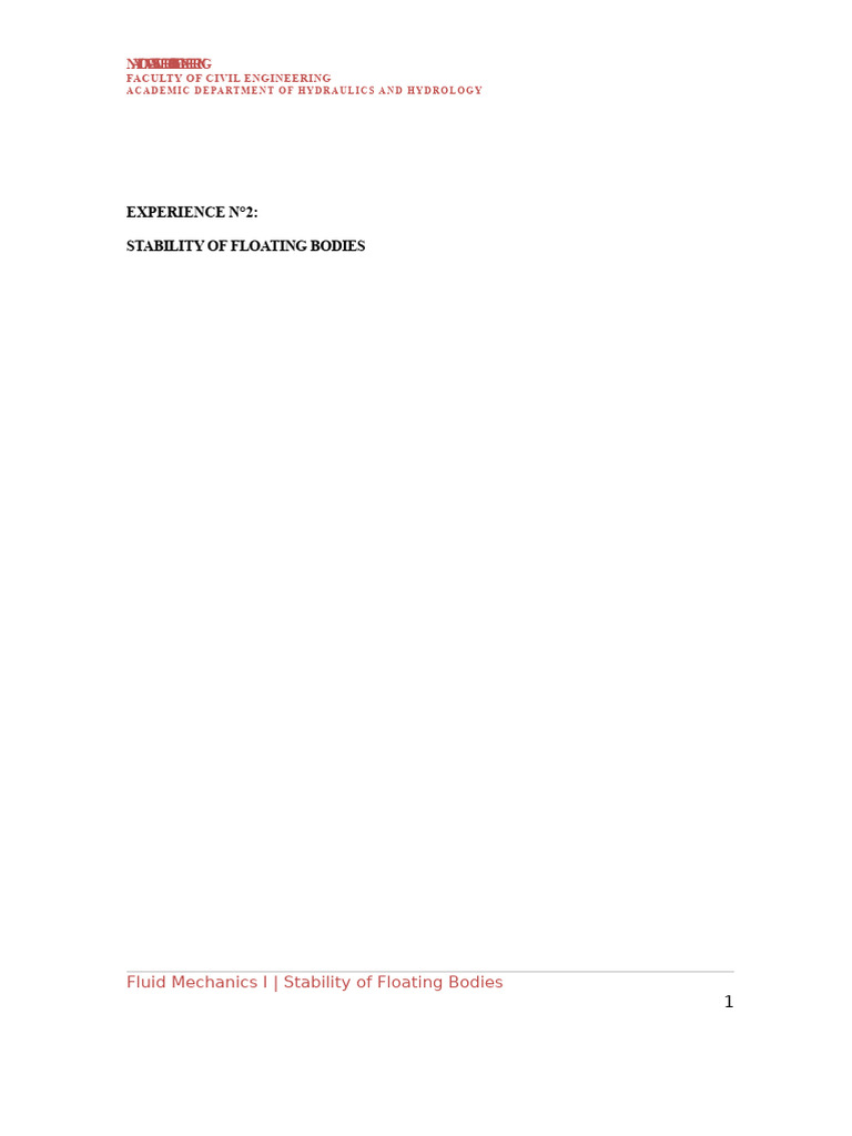 Laboratory Report 01 - Stability | PDF | Buoyancy | Continuum Mechanics