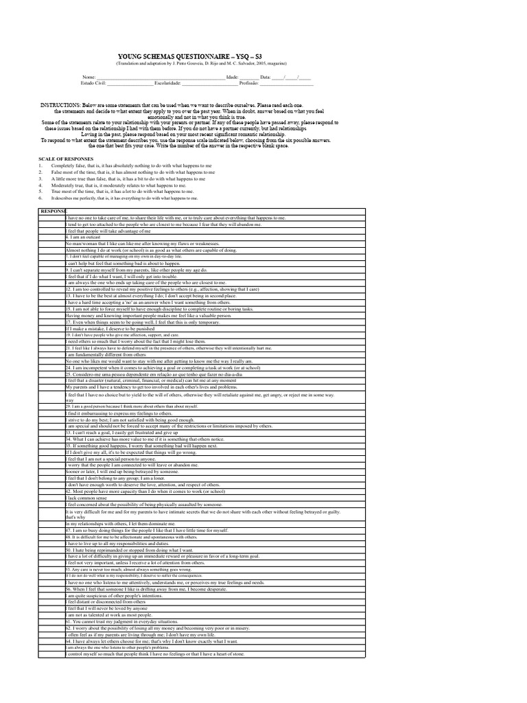Digital Schemes Questionnaire (1) | PDF | Anger | Feeling