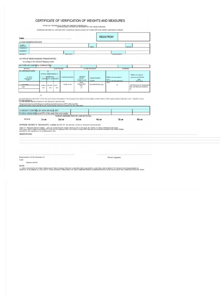 PDF Certification of Weights and Measures Format | PDF | Vehicles ...