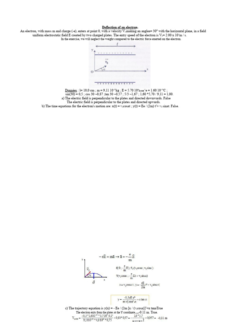 Electron Deflection in A Field | PDF | Electron | Force