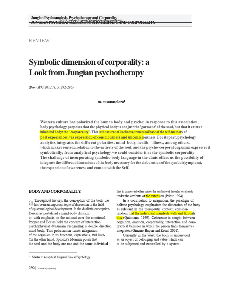 Symbolic Dimension of The Body | PDF | Analytical Psychology ...
