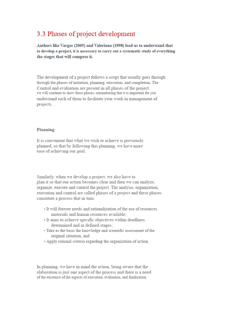 3.3 Phases of Project Development | PDF | Evaluation | Goal