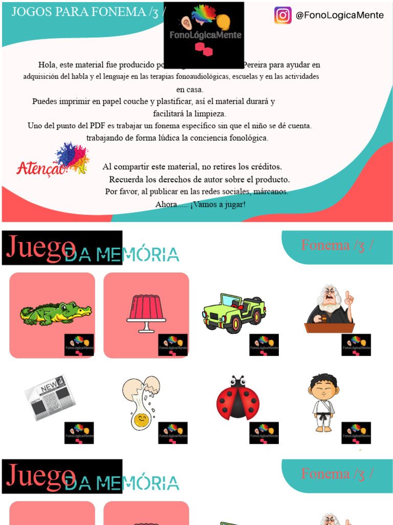 Juego de Memoria fonema J | PDF
