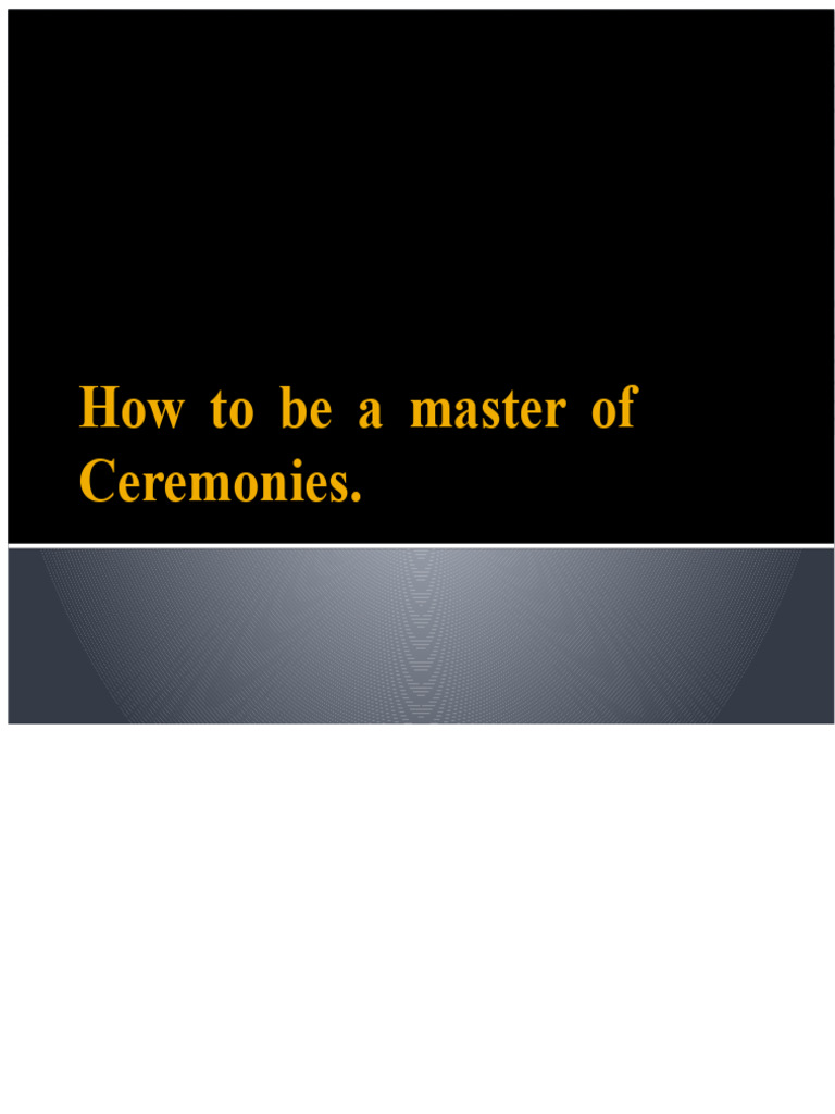 Master of Ceremonies Guide | PDF