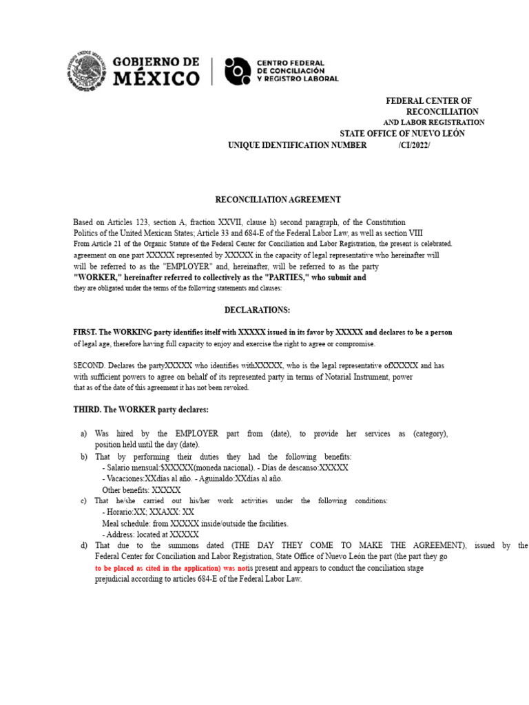Agreement For Voluntary Termination of The Employment Relationship ...