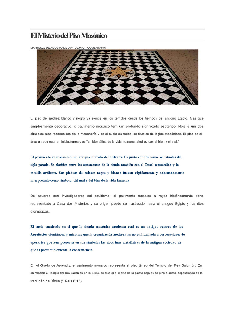 El Misterio Del Piso Masónico | PDF | Masonería | Dualismo