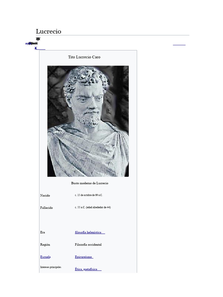 Lucrecio: Poeta y Filósofo Epicúreo | PDF | Lucrecio | Filosofía natural