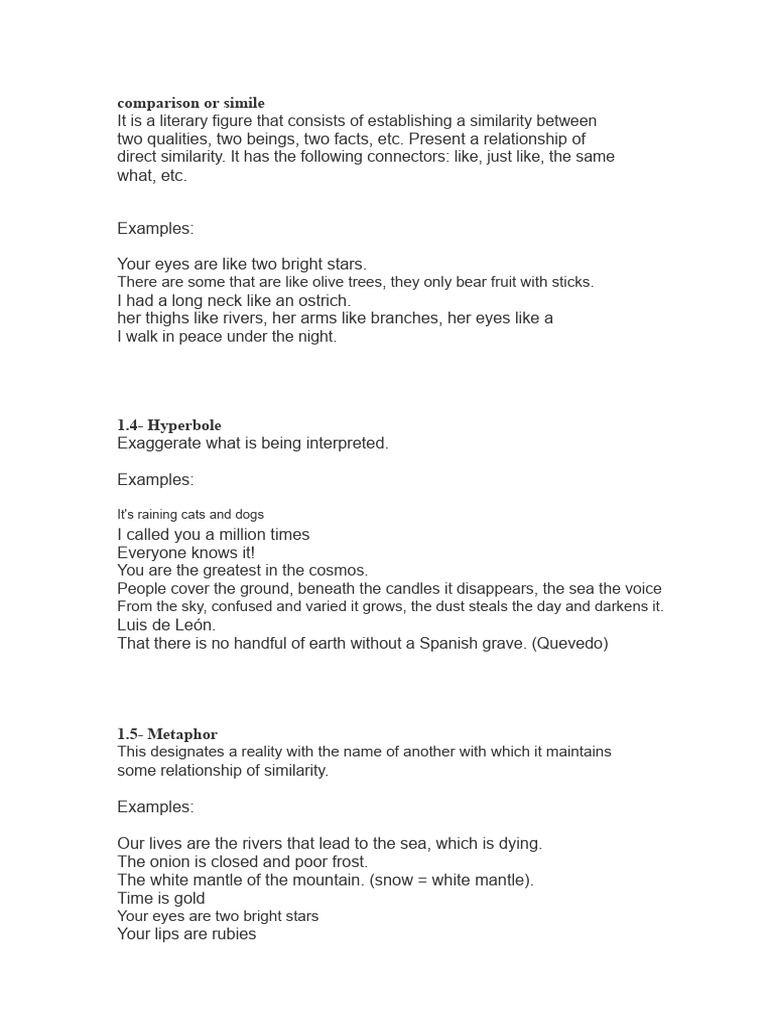 Metaphor Comparison and Hyperbole | PDF