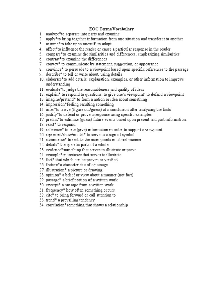 EOC Vocabulary Terms Explained | PDF | Teaching Methods & Materials | Art