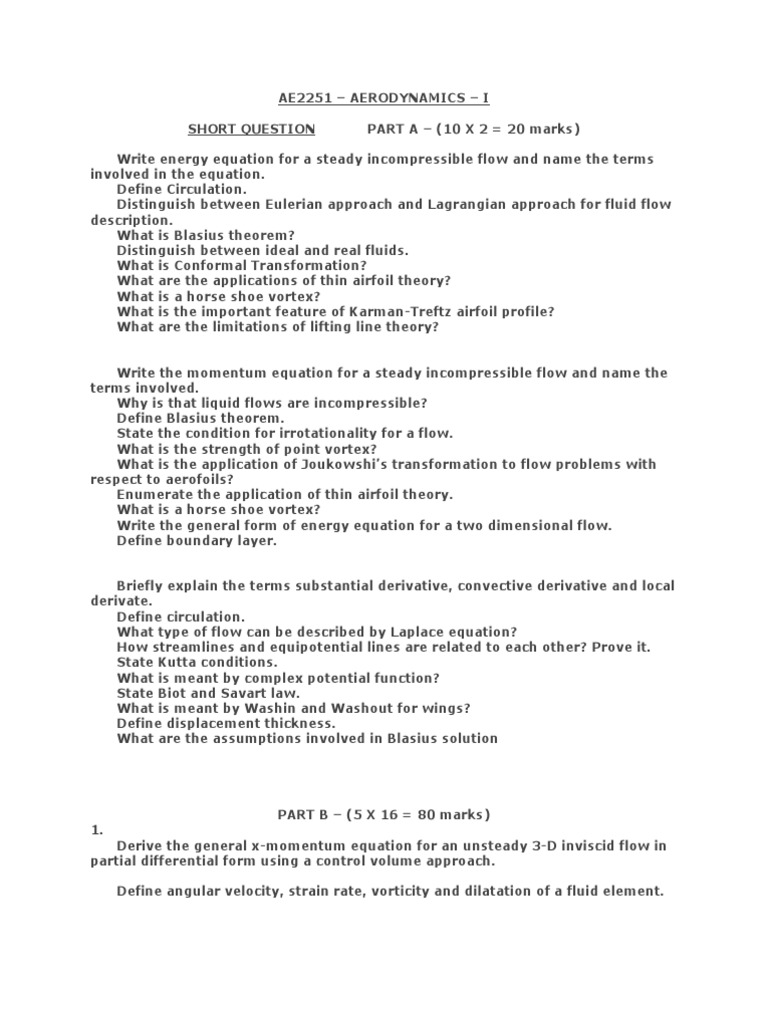 Aerodynamics I: Key Concepts & Equations | PDF | Airfoil | Fluid Dynamics