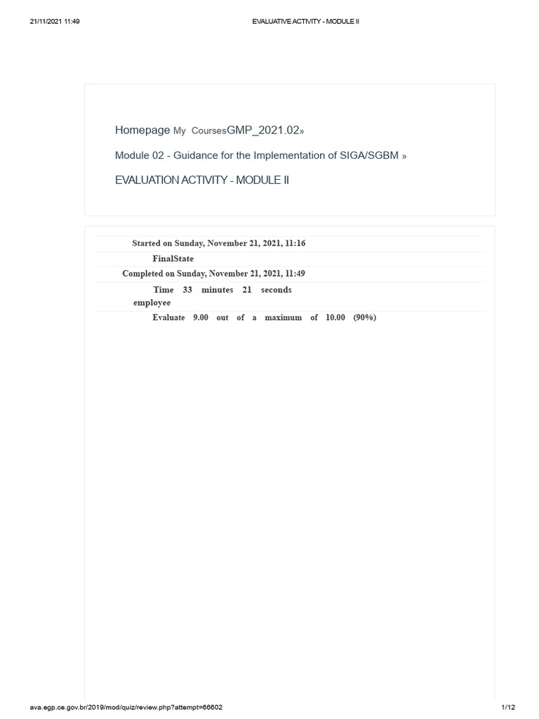 EVALUATION ACTIVITY - MODULE II | PDF