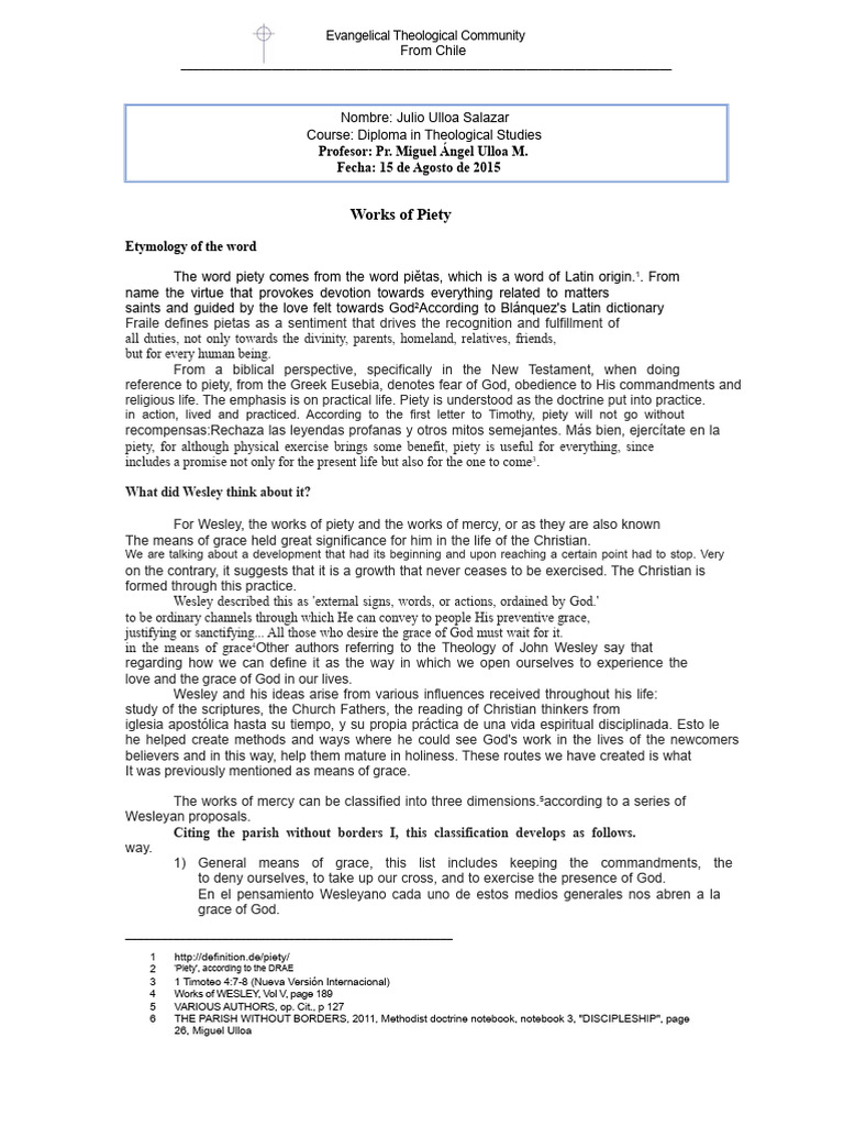 Works of Piety - Wesley | PDF | Grace In Christianity | Eucharist