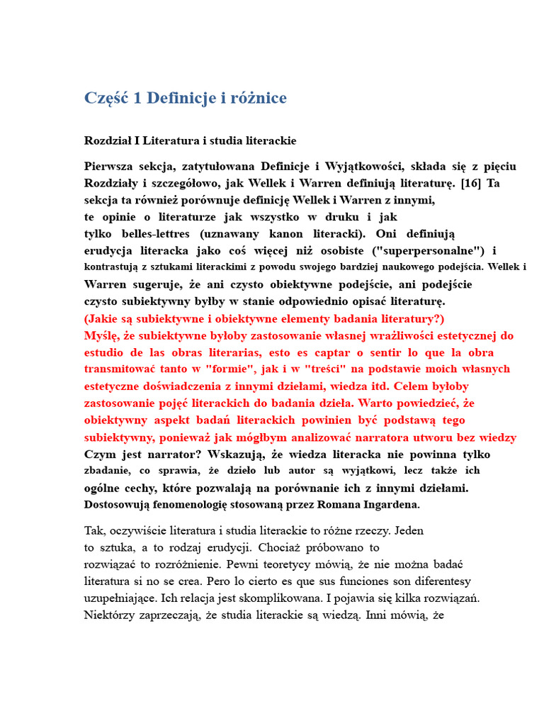 Teoria Literacka - René Wellek & Austin Warren PDF | PDF