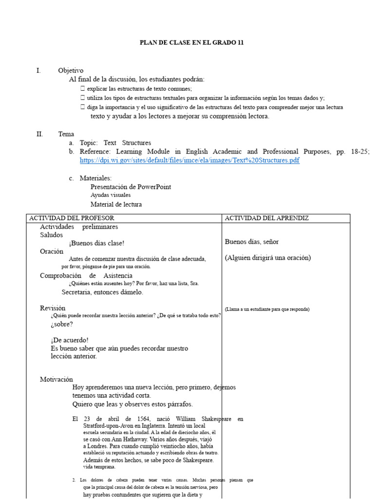 Estructura de Texto Detallada-Lp | PDF | Persuasión | William Shakespeare