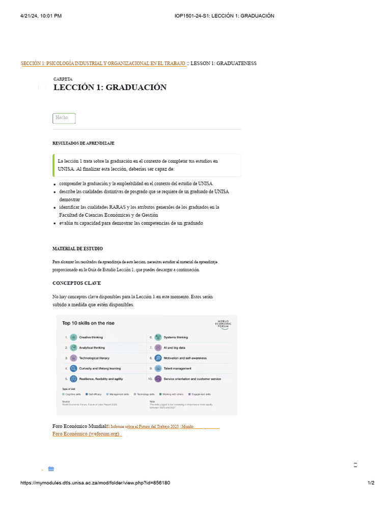 Iop1501-24-S1 - Lección 1 - Graduación | PDF | Aprendizaje | Cognición
