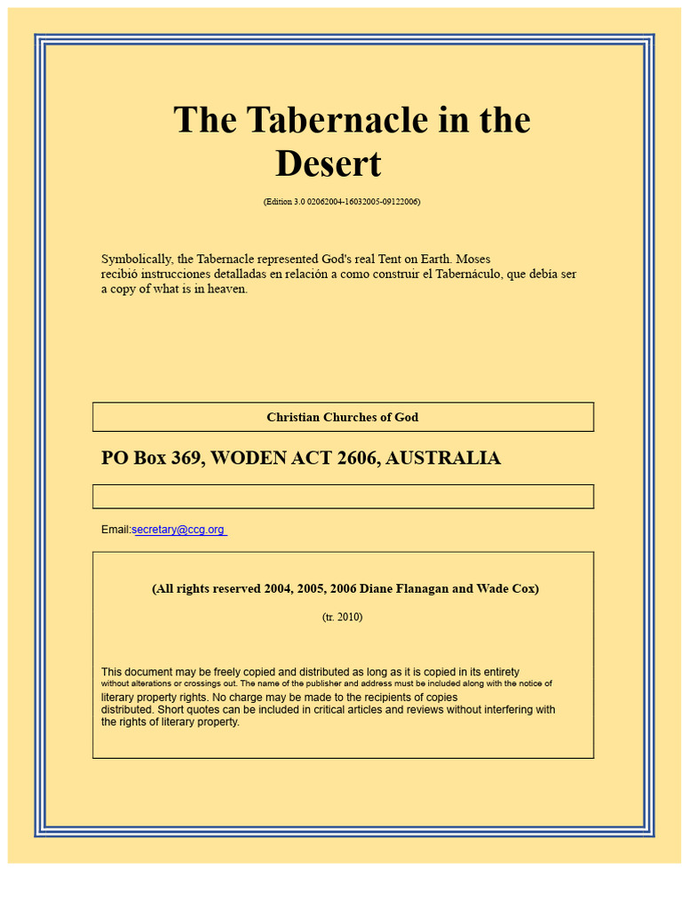 The Tabernacle in The Desert | PDF | Tabernacle | Ark Of The Covenant