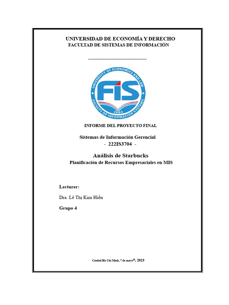 MIS G4 Word Final-Project Sistema-ERP-de-Starbucks | PDF | Starbucks ...