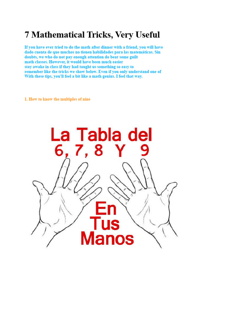 7 Mathematical Tricks | PDF | Multiplication | Discrete Mathematics