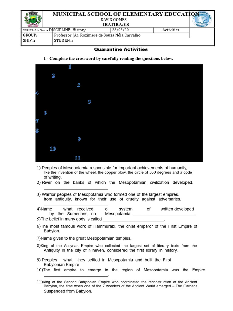 6th Grade History Activities on Mesopotamia | PDF | Mesopotamia | Babylon