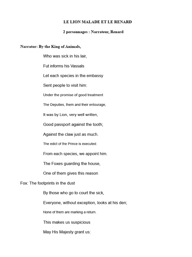 The sick lion and the fox pdf.pdf | PDF