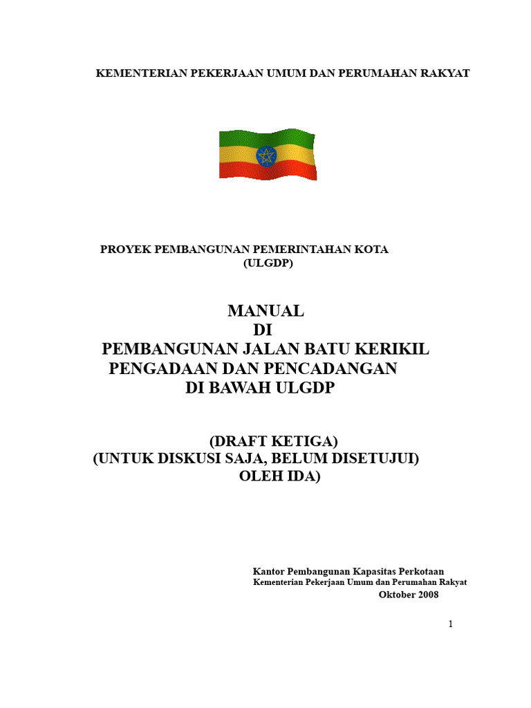 Manual tentang Konstruksi Jalan Batu Paving, Pengadaan, dan Dis | PDF