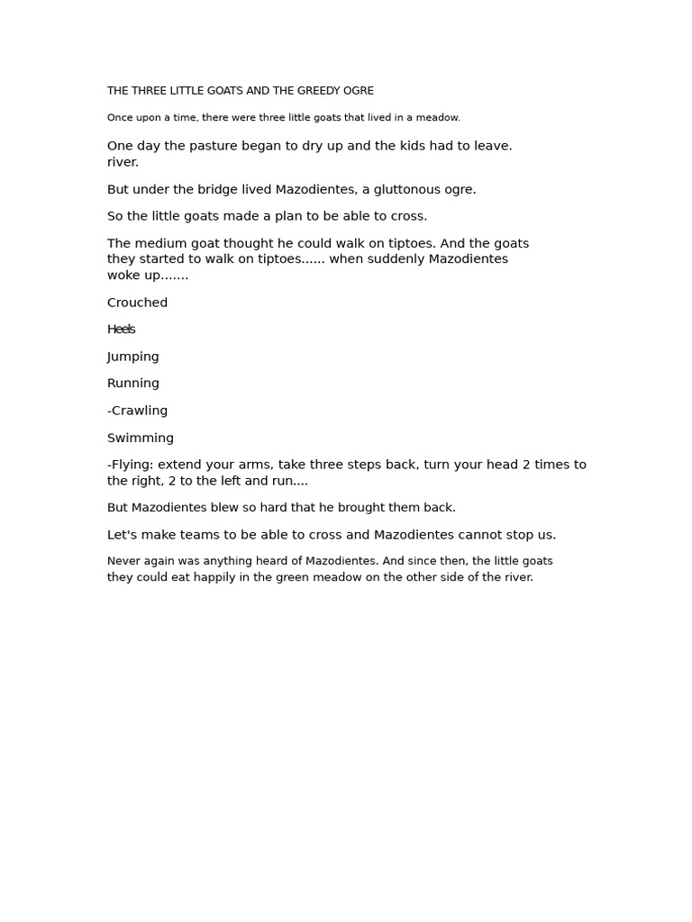 The Three Billy Goats and The Greedy Ogre | PDF