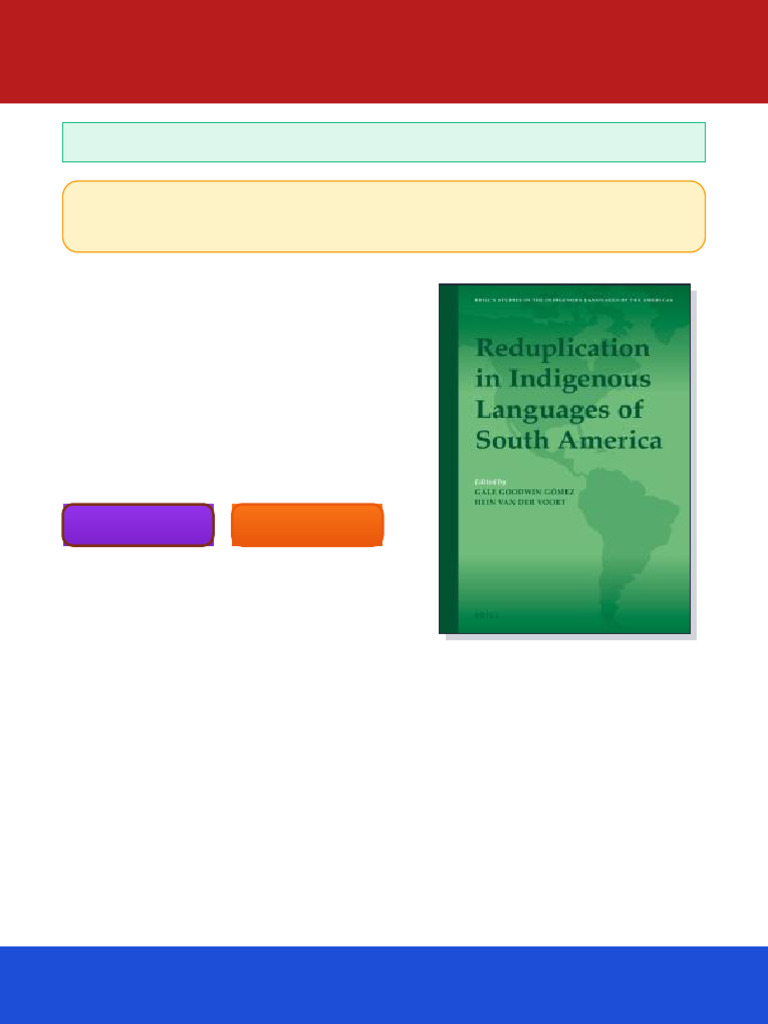 Reduplication in Indigenous Languages of South America 1st Edition Gale ...