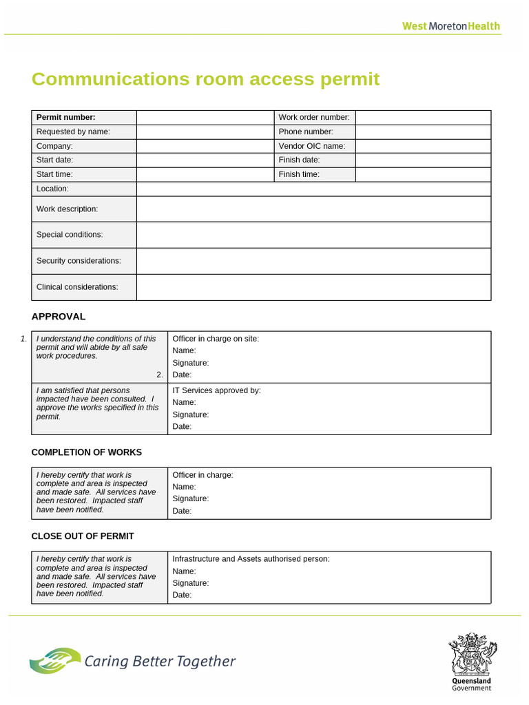 03 Communications Room Access Permit Form | PDF