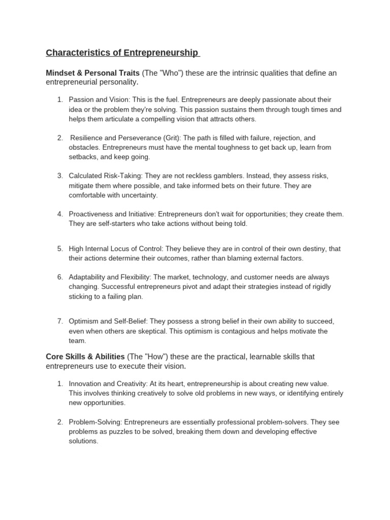 Key Traits and Benefits of Entrepreneurship | PDF | Entrepreneurship ...