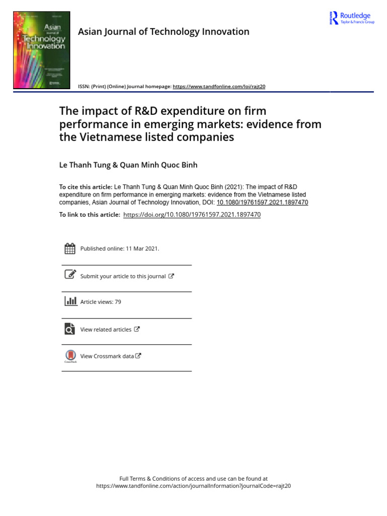 The Impact of R&D Expenditure On Firm Performance in Emerging Markets ...
