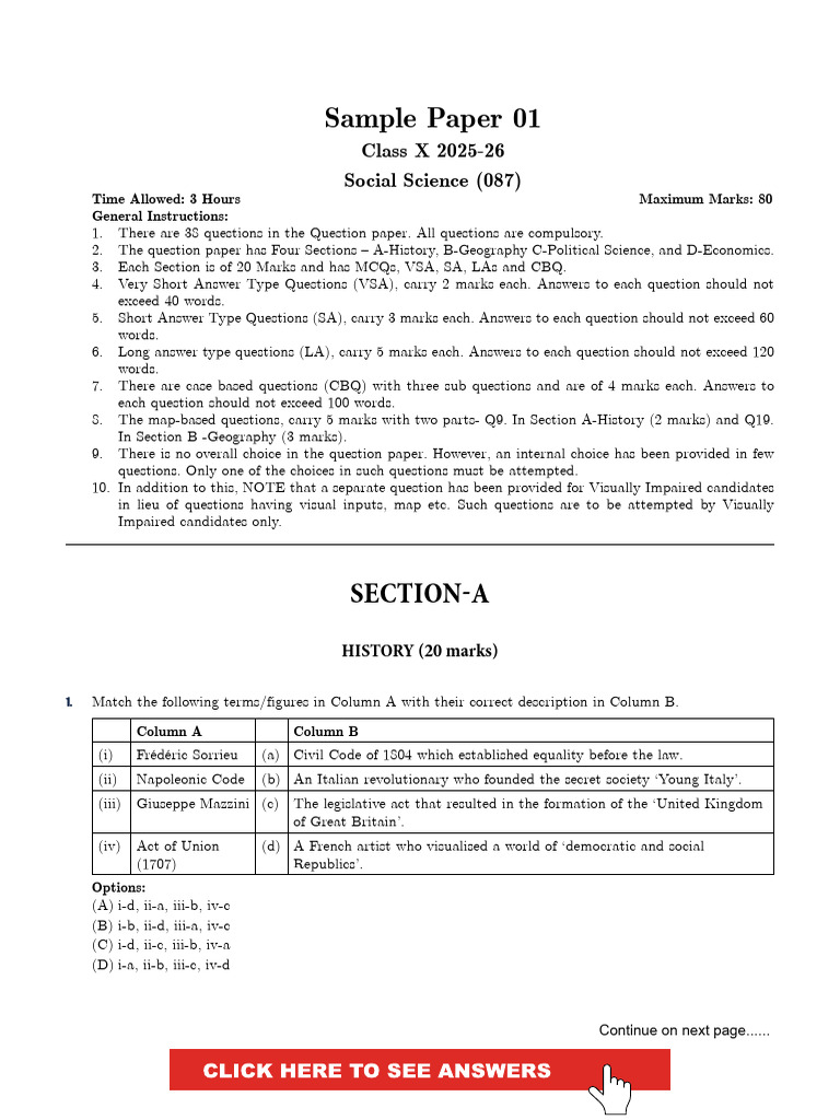 Class 1oth SST Sample Papers 30 Sets 2025-26 | PDF | Ore | Floodplain
