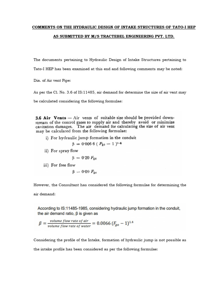 Comments_hydraulic Intake_tractebel 23 11 2025 | PDF