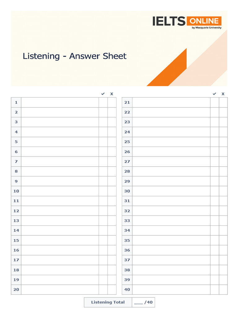 Listening Answer Sheet | PDF