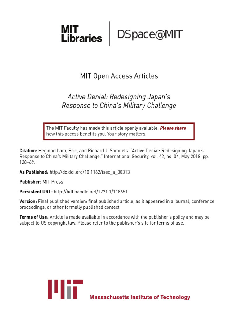 Active Denial Redesigning Japans Response to China's Military Challenge ...