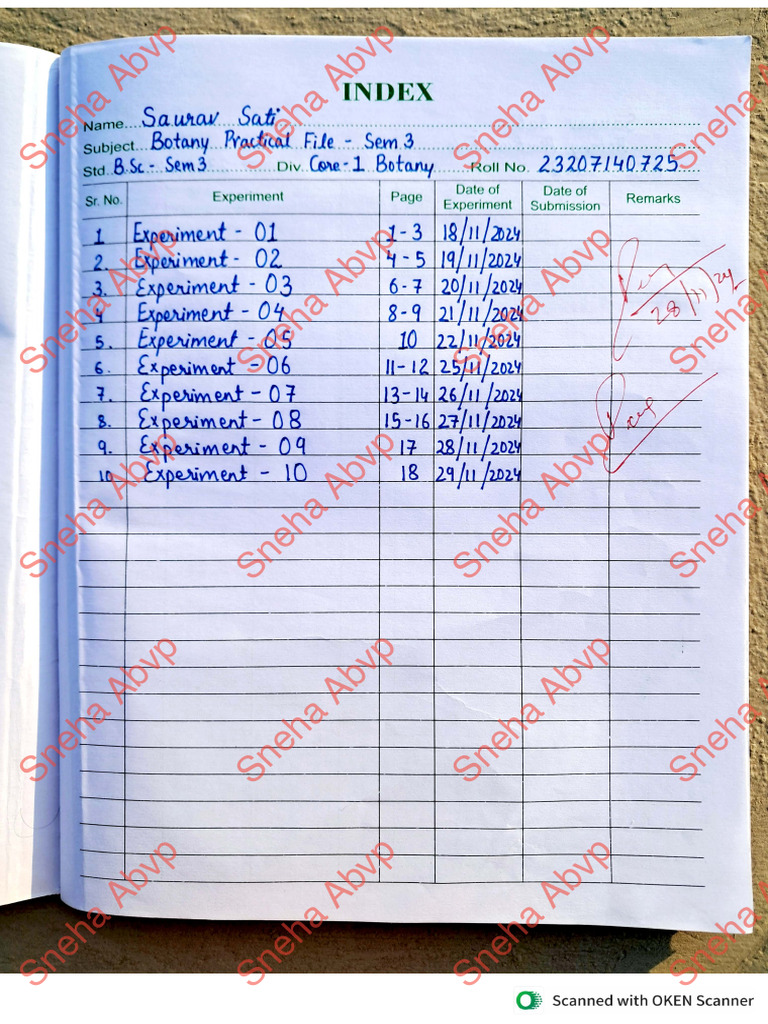 Botany Practical File BSC CBZ 3 Sem .... | PDF