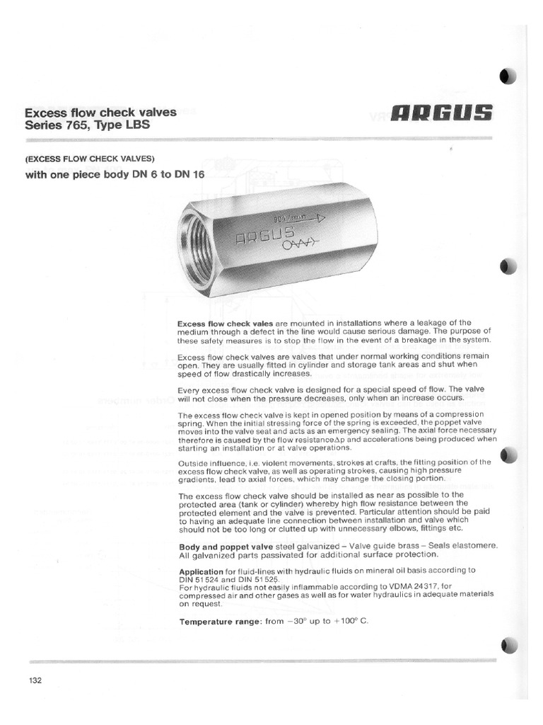 Argus Flow Check Valve Series 765 Type LBS - Engl | PDF