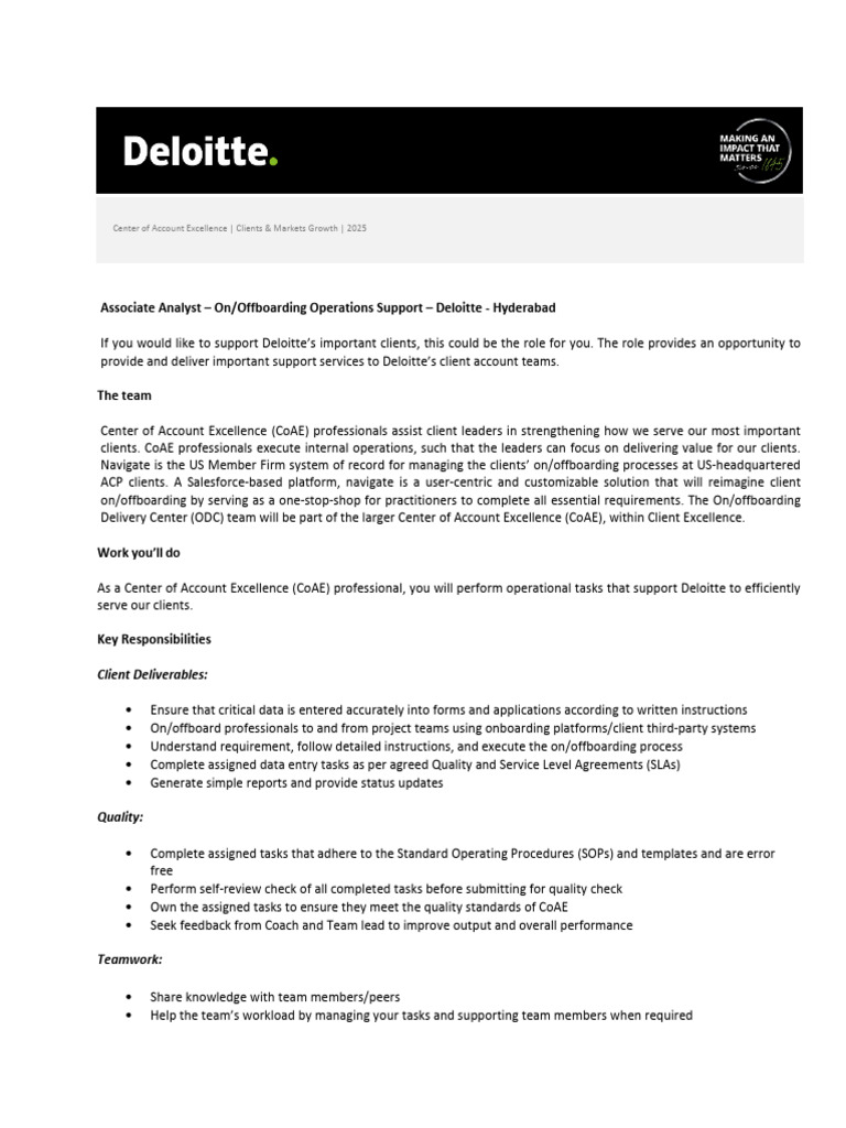 Deloitte Associate Analyst Role in Hyderabad | PDF | Leadership | Skill