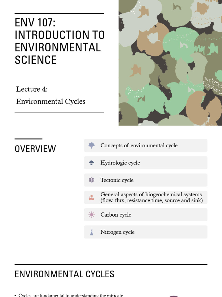 Lecture 4 - Environmental Cycles | PDF | Plate Tectonics | Water