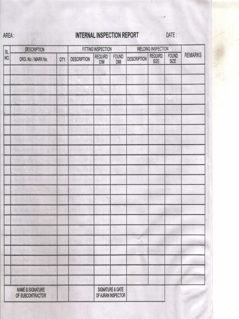 Internal Inspection Format_0001 | PDF