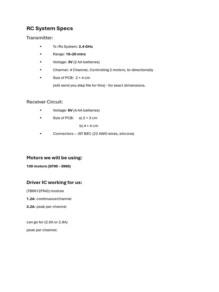RC System Specifications Overview | PDF