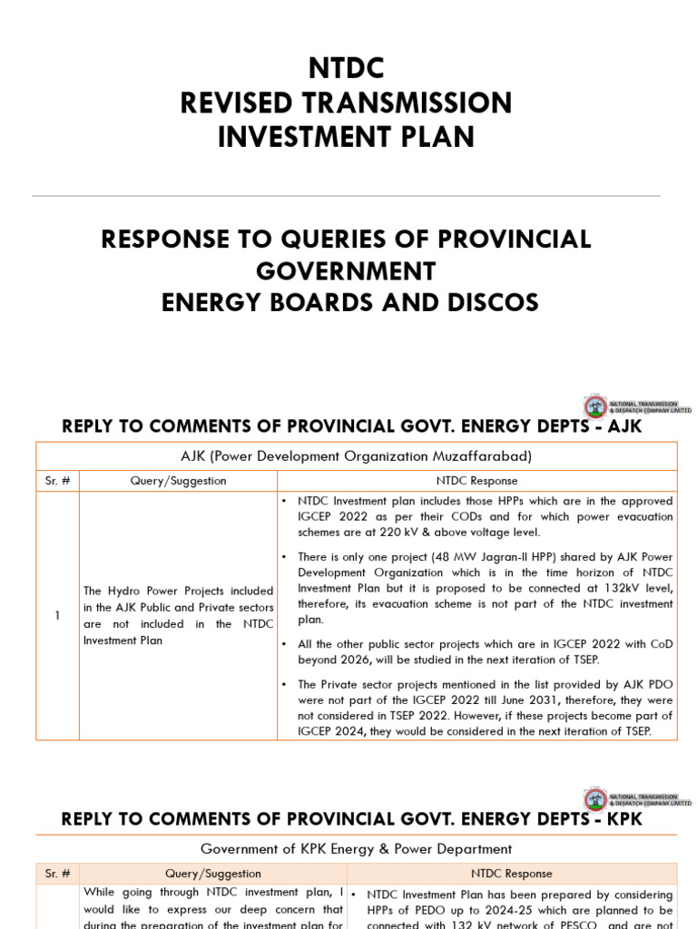 2. Comments of Stakeholders on Transmission Investment Plan | PDF ...