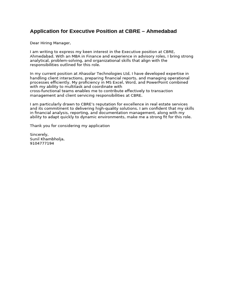 CBRE Executive Application | PDF