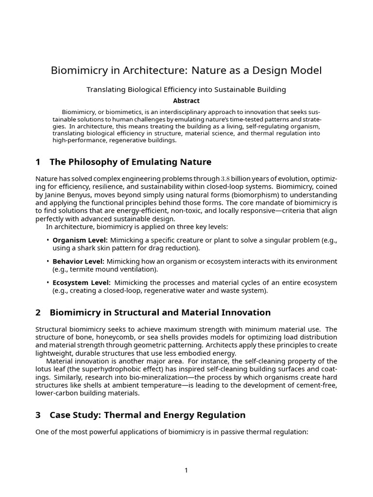 Biomimicry in Sustainable Architecture | PDF | Natural Environment | Nature
