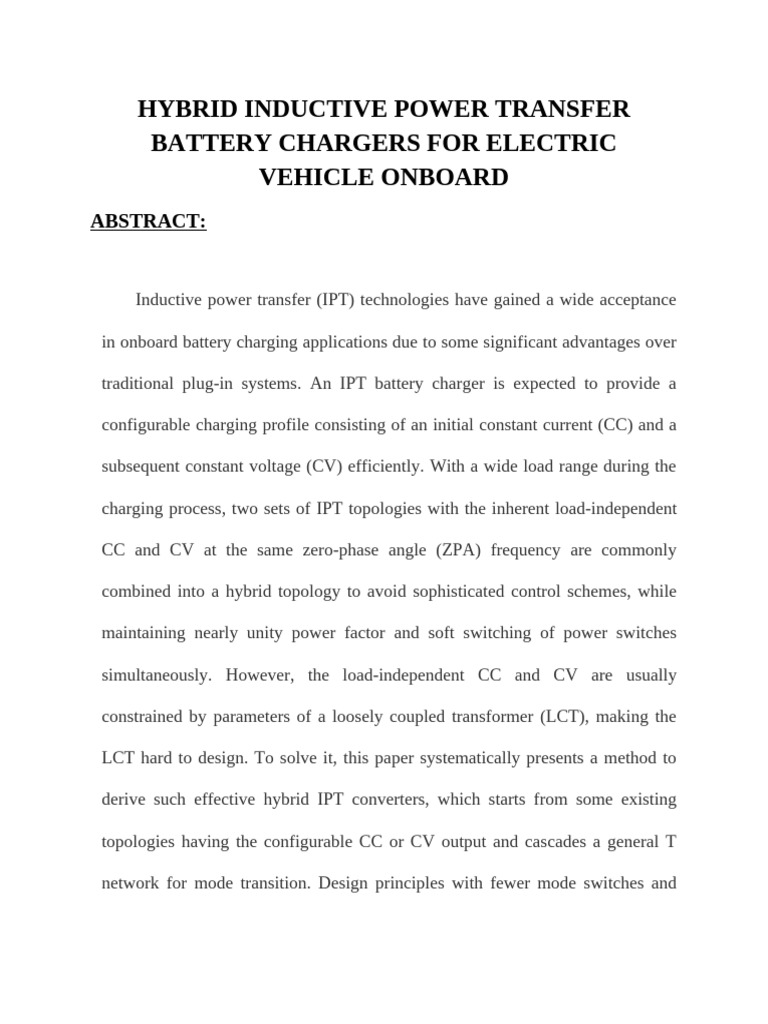 Hybrid Inductive Power Transfer Chargers | PDF | Rectifier | Transformer