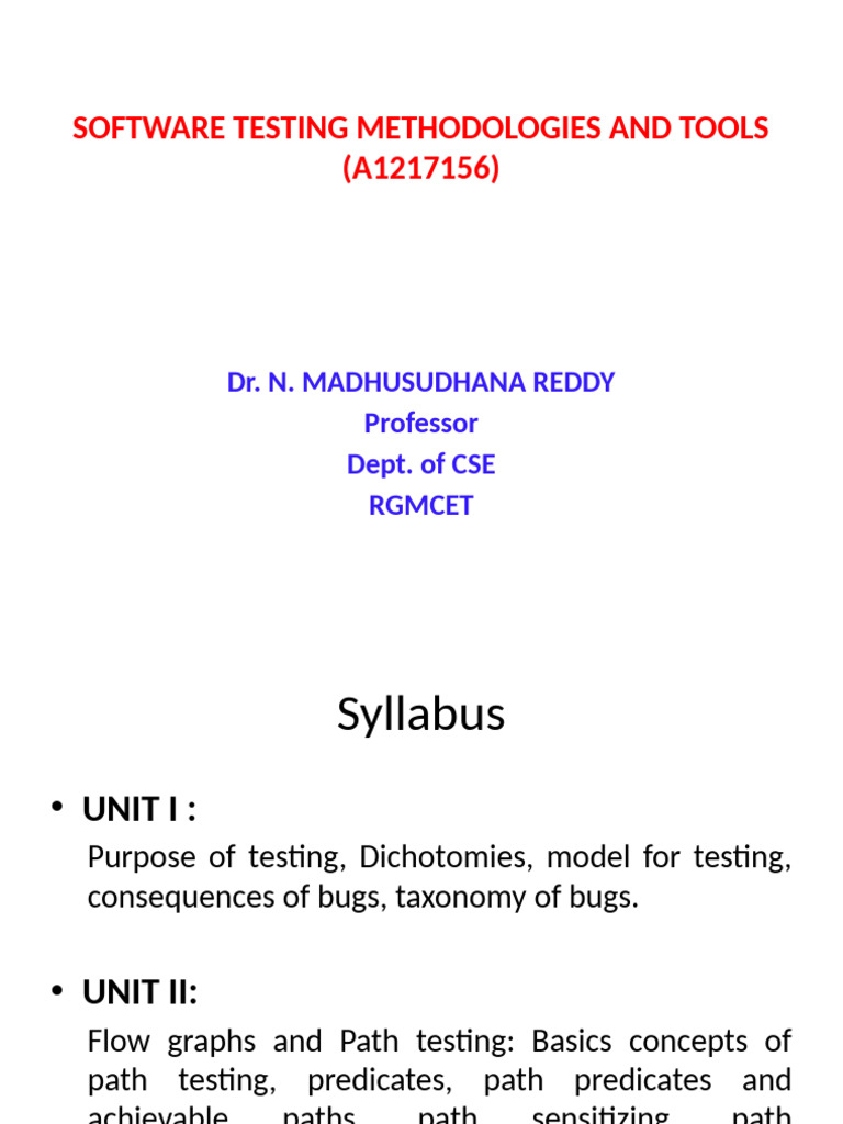 STMT Unit-1 | PDF | Software Testing | Software Bug