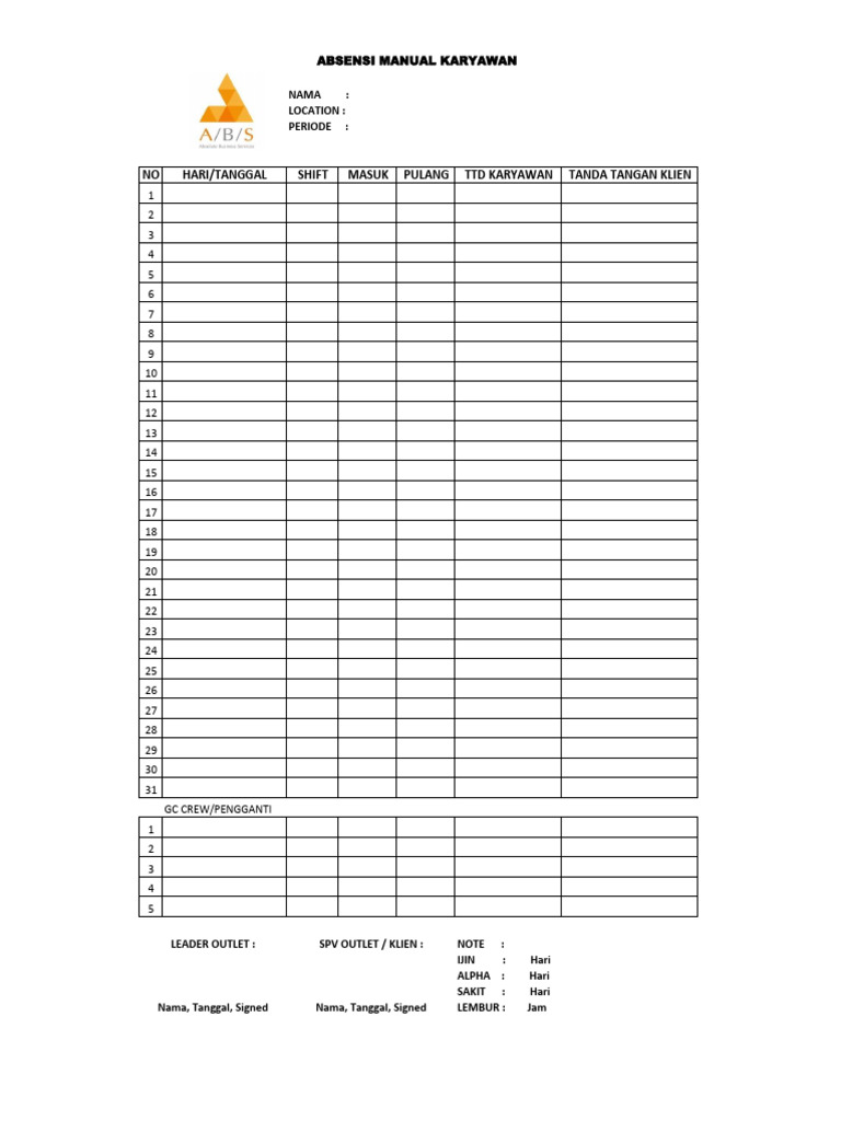 02. Absensi Manual Karyawan | PDF
