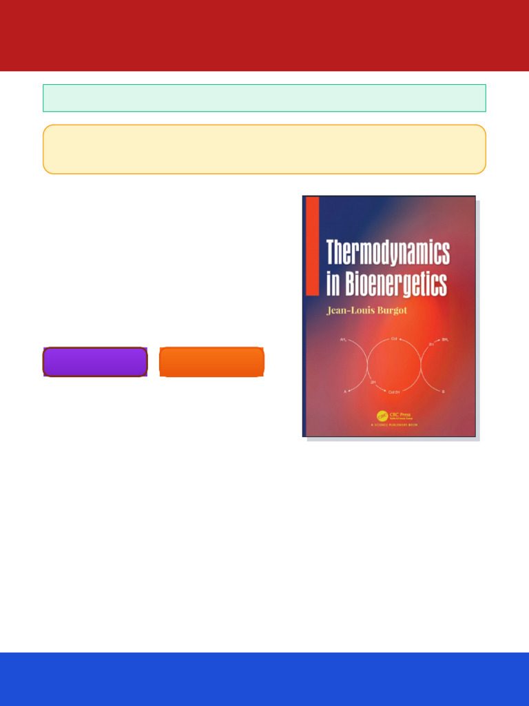 Thermodynamics in Bioenergetics 1st Edition Jean-Louis Burgot (Author ...