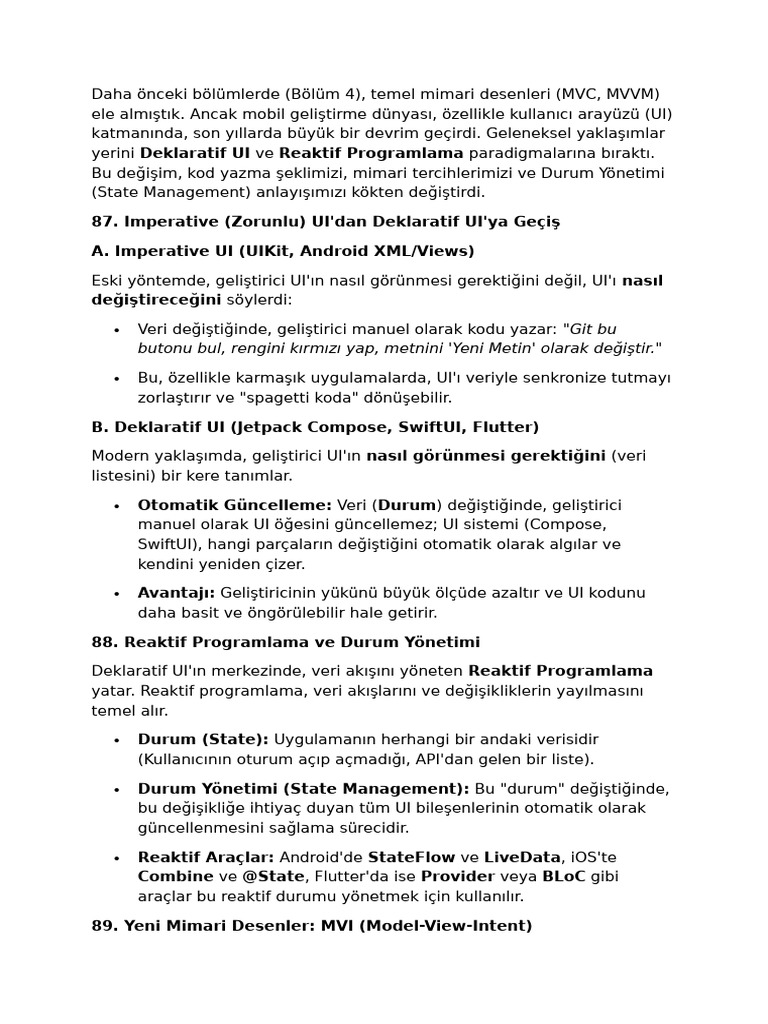 Mobil Geliştirmede Mimari Evrim Deklaratif UI Ve Reaktif Programlama | PDF