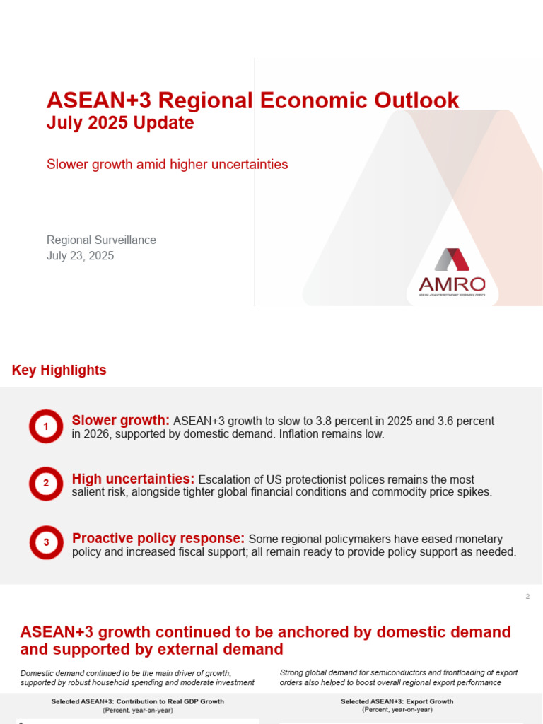 ASEAN+3 Economic Outlook July 2025 | PDF | Tariff | Inflation